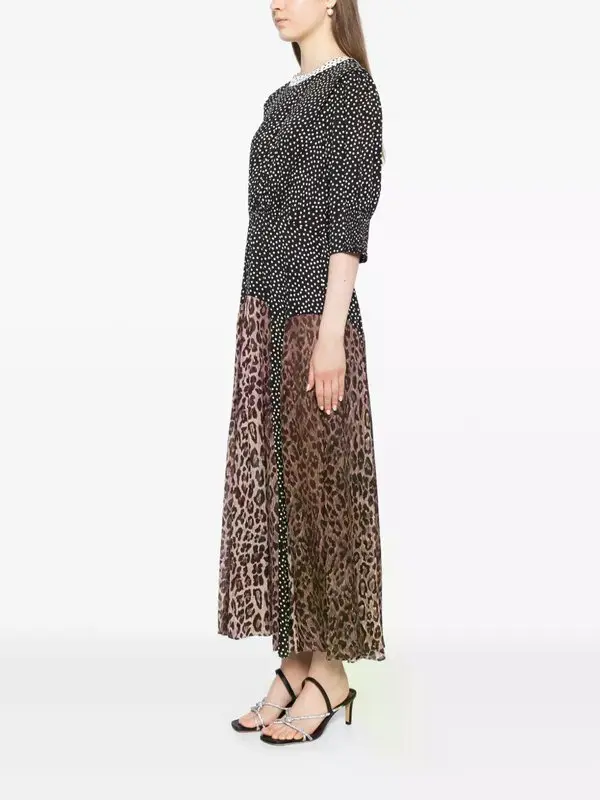 Rixo Meg Leopard-print Polka-dot Midi Dress