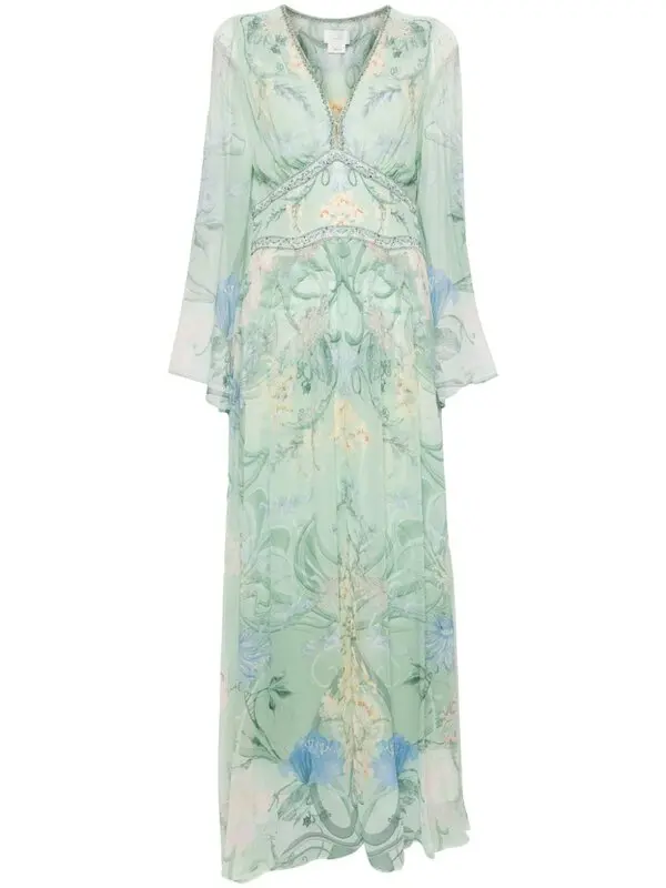 Camilla Floral Print Maxi Dress - Green | Editorialist