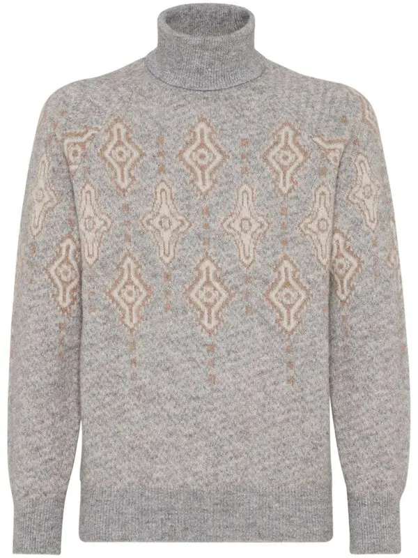 Brunello Cucinelli Patterned Intarsia Roll-neck Jumper