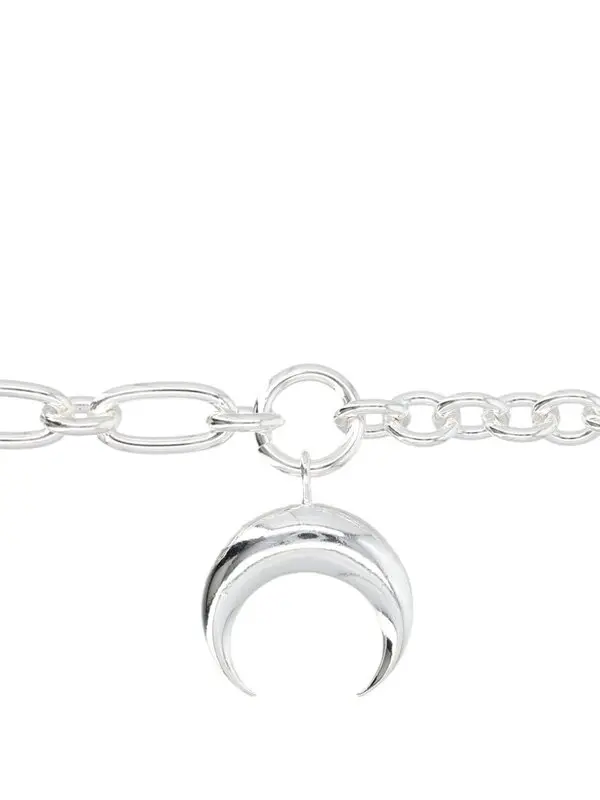 MARINE SERRE Tone Moon Pendant Cable-link Chain Necklace - Silver