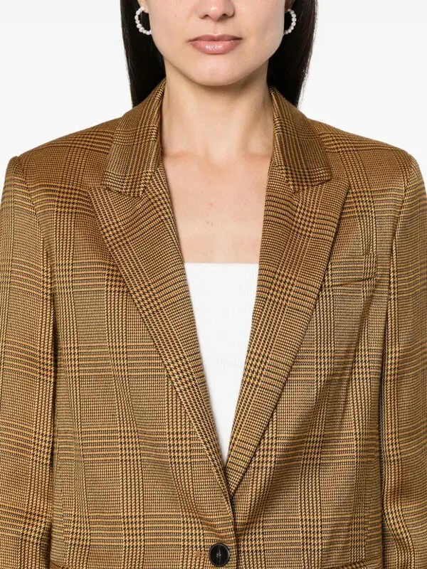 FORTE_FORTE Single-breasted Checked Blazer - Brown