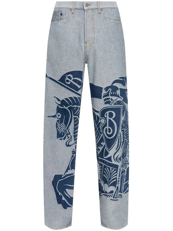 Burberry Equestrian Knight Motif Denim Jeans In Blue 50% Off