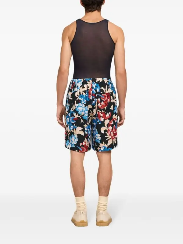 AMI Paris Floral-print Elasticated-waist Shorts
