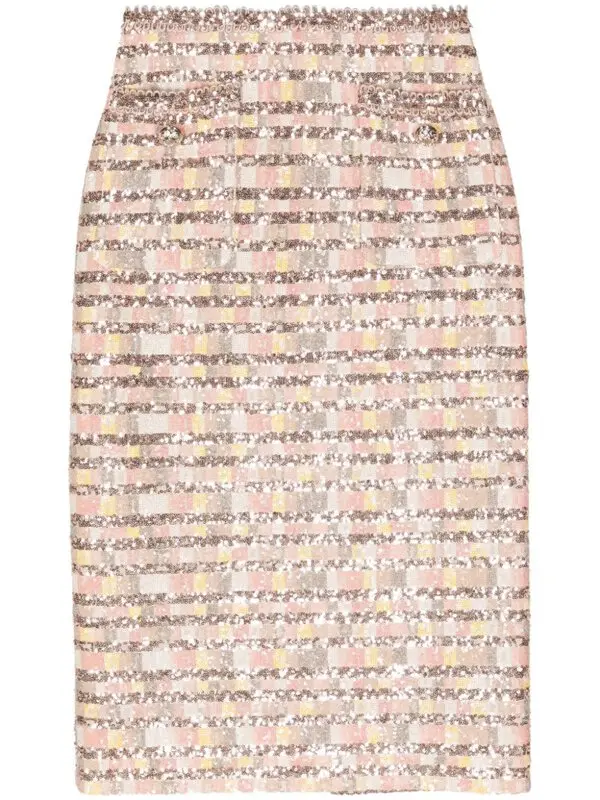 Elie Saab Camaleonte Sequin-embellished Midi Skirt - Neutrals