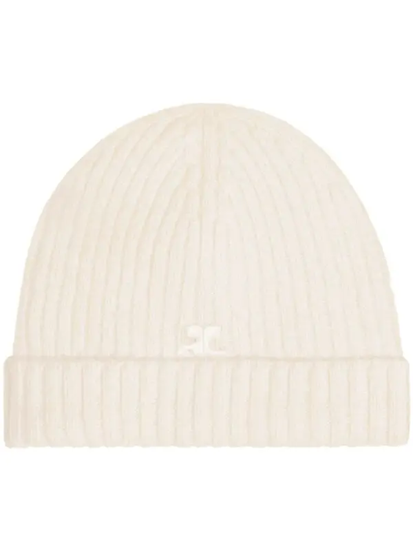 COURREGES Ac Logo Wool Beanie - Neutrals