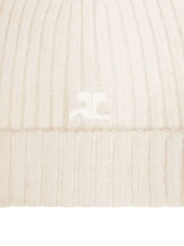 COURREGES Ac Logo Wool Beanie - Neutrals