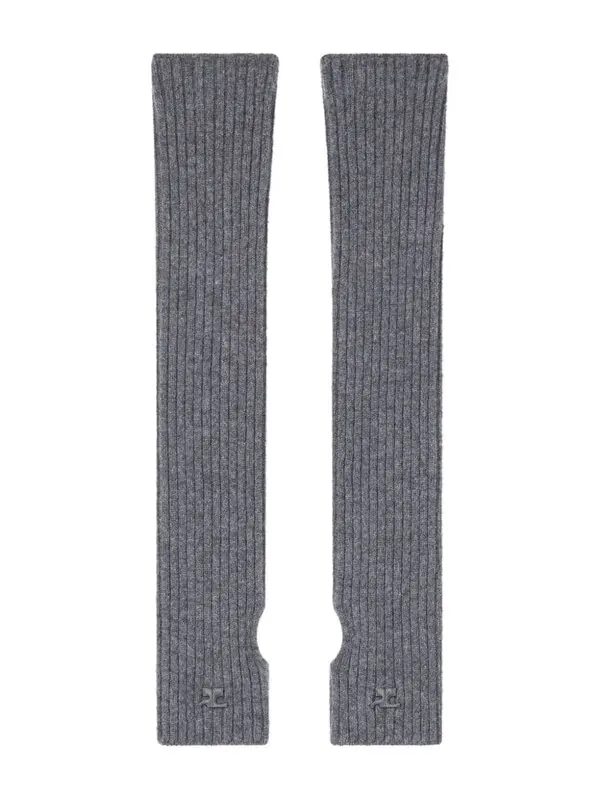 COURREGES Ribbed Wool Mittens - Grey