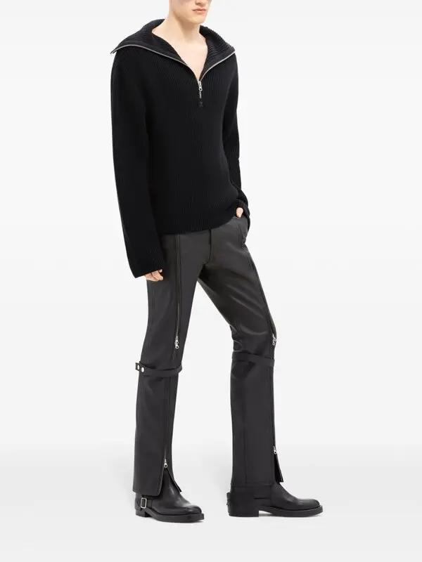 COURREGES Ribbed Wool Hooded Sweater - Black