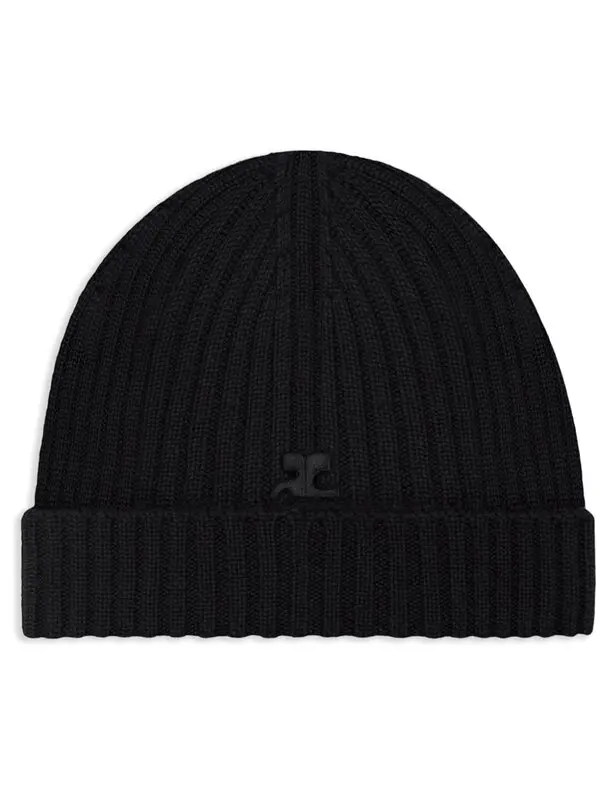 COURREGES Ac Logo Wool Beanie - Black