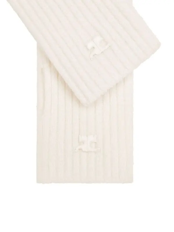 COURREGES Ribbed Wool Mittens - White