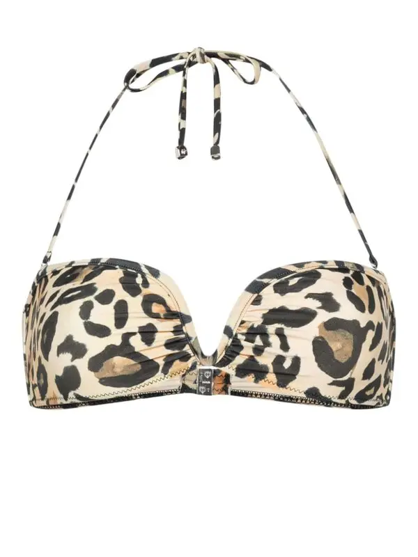 Nanushka Leopard-print Bikini Top - Neutrals