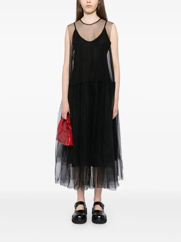 JNBY Sleeveless Tulle Overlay Dress - Black