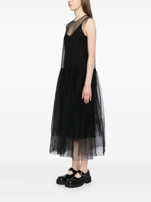 JNBY Sleeveless Tulle Overlay Dress - Black