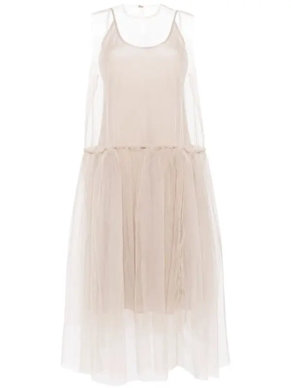 JNBY Sleeveless Tulle Overlay Dress - Grey