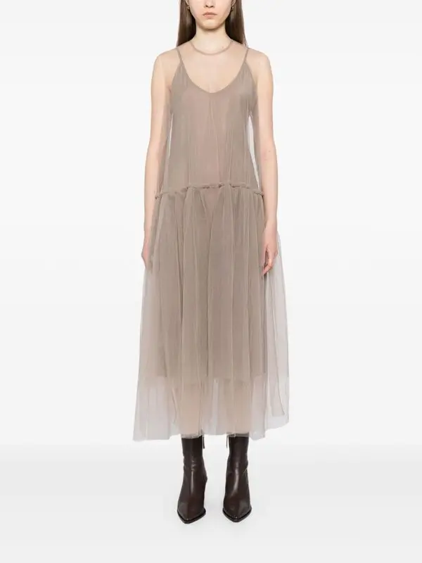 JNBY Sleeveless Tulle Overlay Dress - Grey