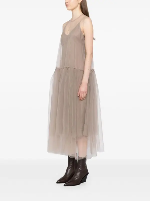 JNBY Sleeveless Tulle Overlay Dress - Grey