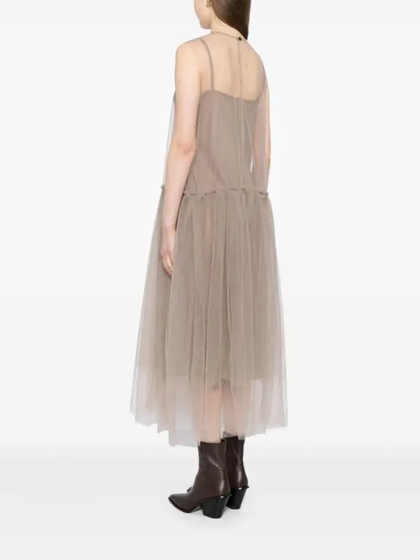 JNBY Sleeveless Tulle Overlay Dress - Grey