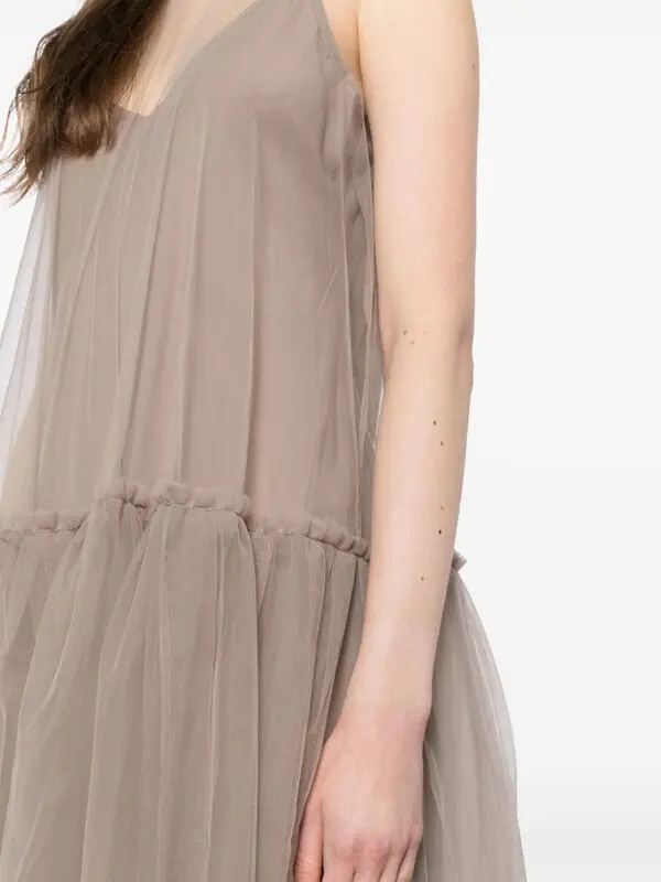 JNBY Sleeveless Tulle Overlay Dress - Grey