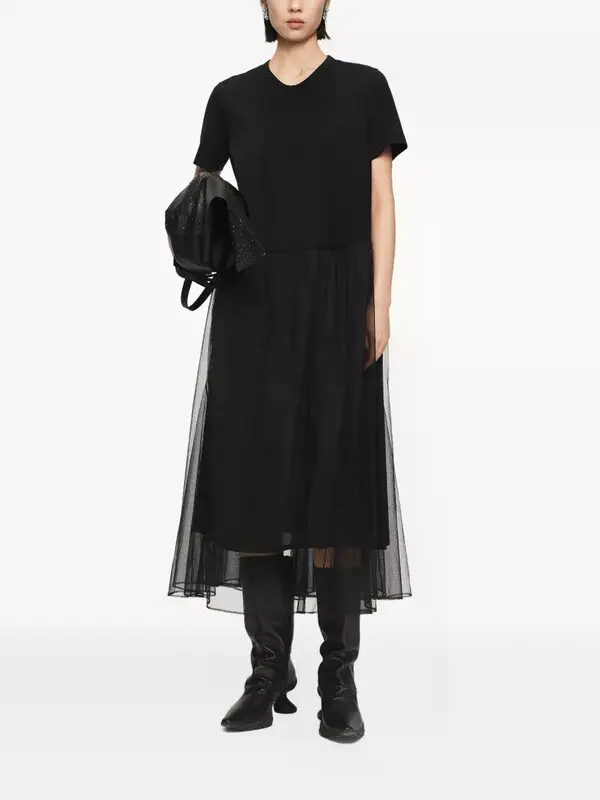 JNBY Short Sleeve Tulle Jersey Dress - Black