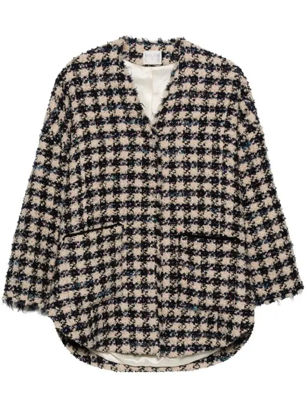 FORTE_FORTE Check-pattern Tweed Coat