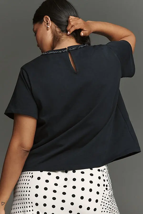 English Factory Rhinestone Bow Tee