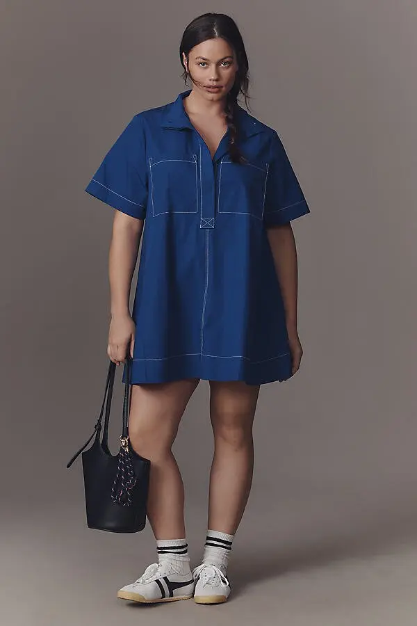 The Jeannie A-line Mini Dress - Blue