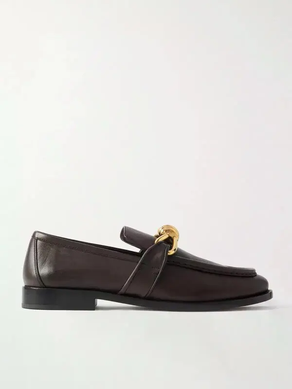 Bottega Veneta Astaire Embellished Leather Loafers - Brown