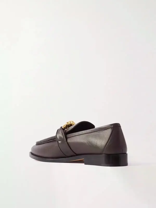 Bottega Veneta Astaire Embellished Leather Loafers - Brown