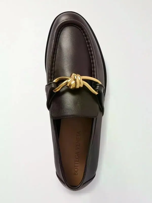 Bottega Veneta Astaire Embellished Leather Loafers - Brown