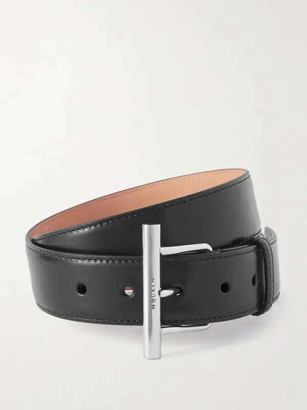 Alexander McQueen T-bar Leather Belt - Black