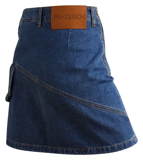 JW Anderson Paneled Embroidered Denim Mini Skirt
