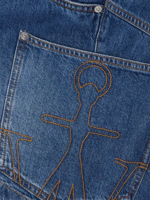 JW Anderson Paneled Embroidered Denim Mini Skirt