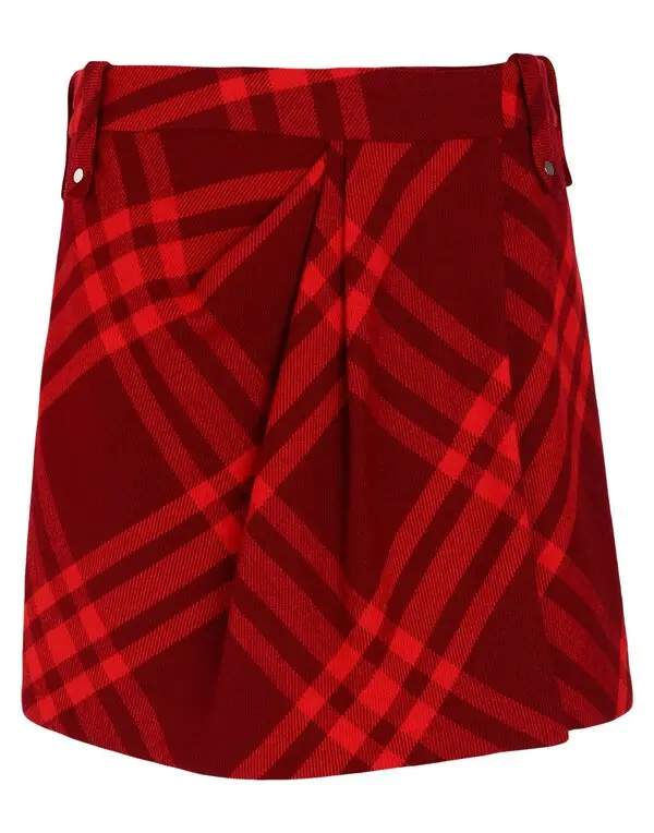 Burberry Flannel Wrap Mini Skirt - Red