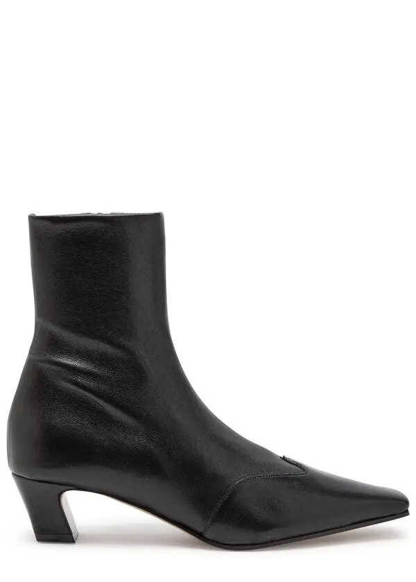 Khaite Nevada 40 Leather Ankle Boots - Black