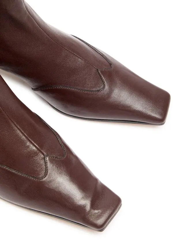 Khaite Nevada 40 Leather Ankle Boots - Brown