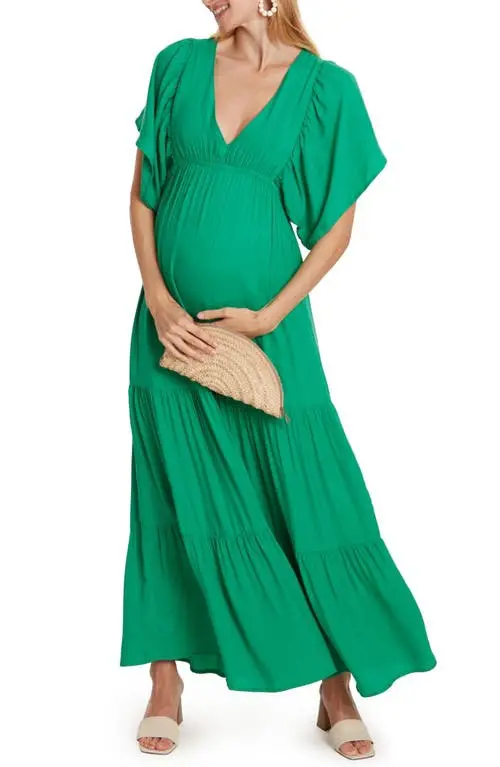 Cache Coeur Claudette Maternity Maxi Dress In Green - 30% Off | Editorialist