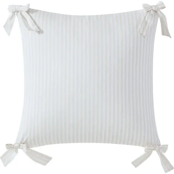 PERI HOME Pinstripe Bow Accent Pillow - Taupe