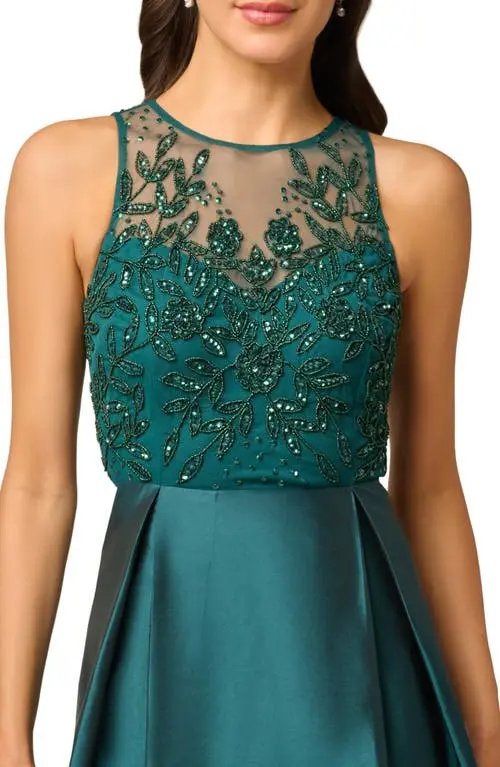 Adrianna Papell Beaded Mesh And Taffeta Ballgown