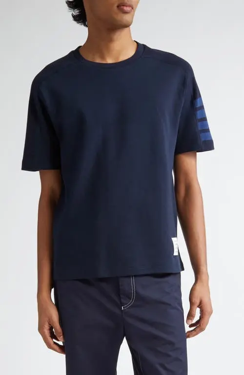 Thom Browne Milano 4-bar Cotton T-shirt - Navy