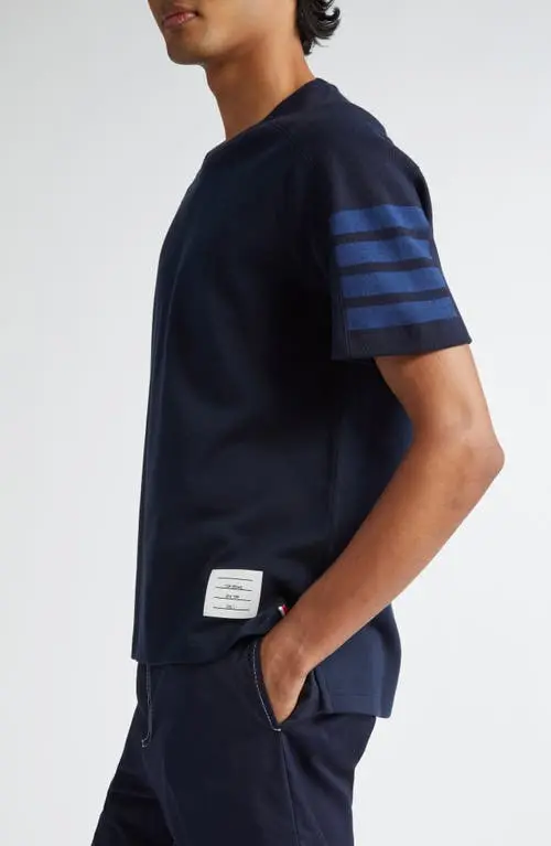 Thom Browne Milano 4-bar Cotton T-shirt - Navy