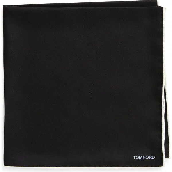TOM FORD Classic Mulberry Silk Pocket Square - Black