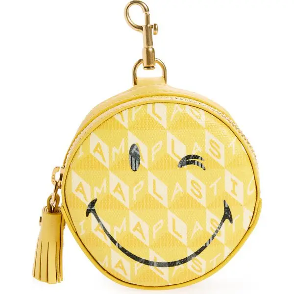 ANYA HINDMARCH Wink Canvas Earbud Pouch - Lemon Curd/yellow Jade