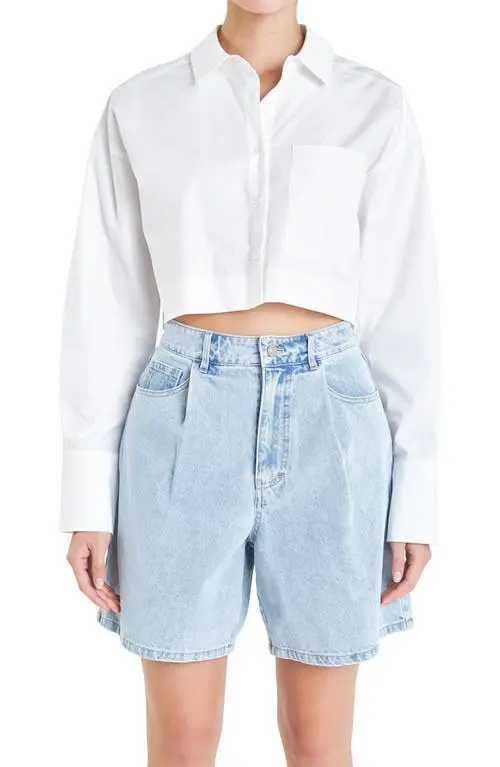 GREY LAB Oversize Crop Button-up Shirt