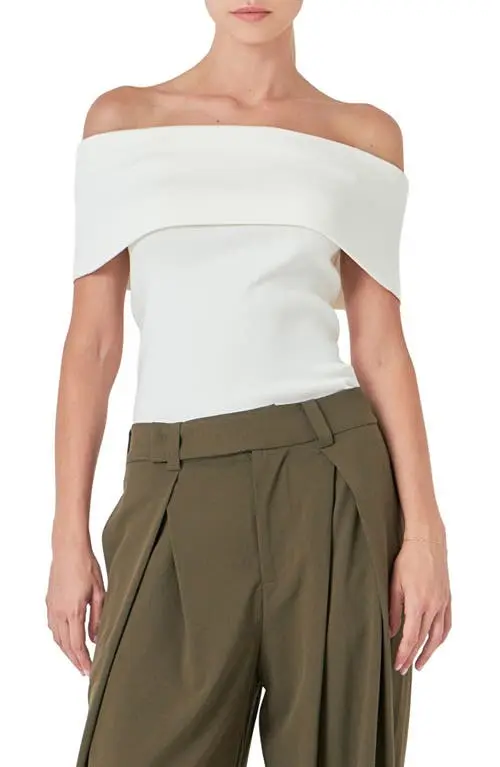 Endless Rose Off-the-shoulder Knit Top - Ivory