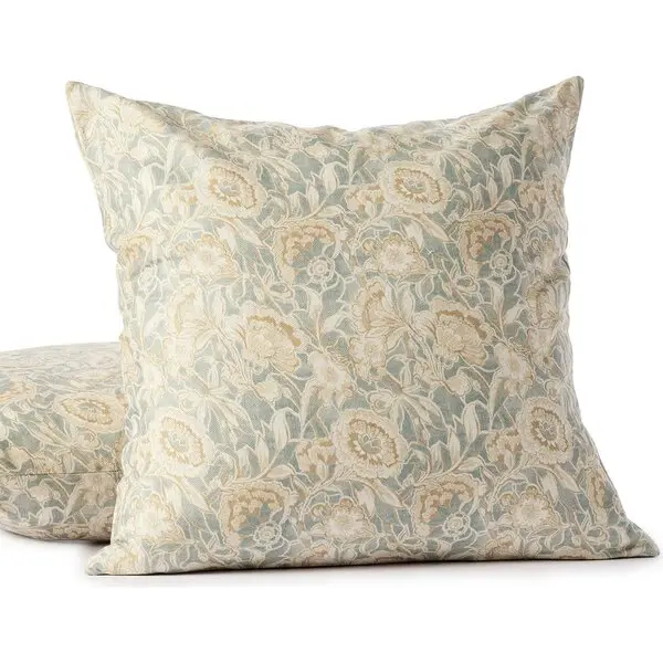 COYUCHI Balboa Organic Cotton Print Pillow Cover - Lagoon/hay
