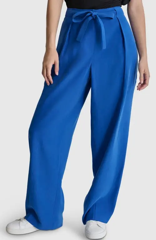 Dkny Tie Front Twill Pants - Lapis Blue