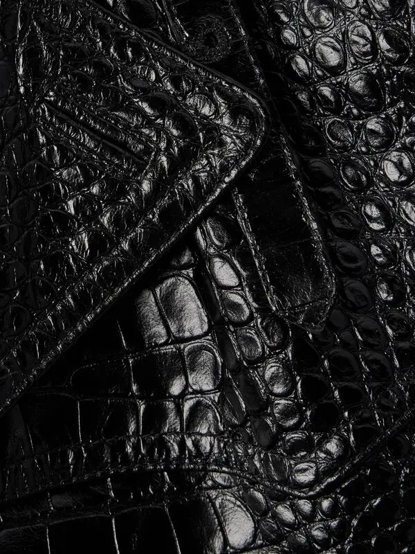 TOM FORD Double-breasted Croc-effect Leather Trench Coat