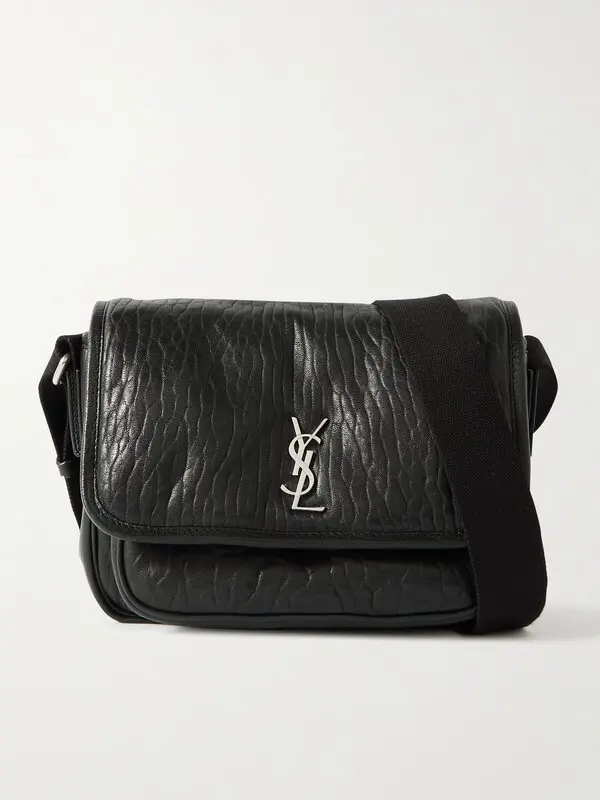 Saint Laurent Niki Small Logo-appliquéd Textured-leather Messenger Bag - Black