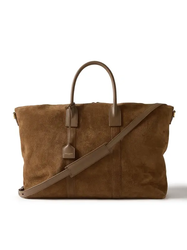 Saint Laurent Leather-trimmed Suede Tote Bag - Brown