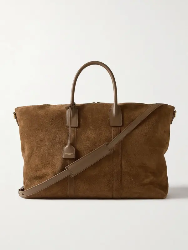 Saint Laurent Leather-trimmed Suede Tote Bag - Brown